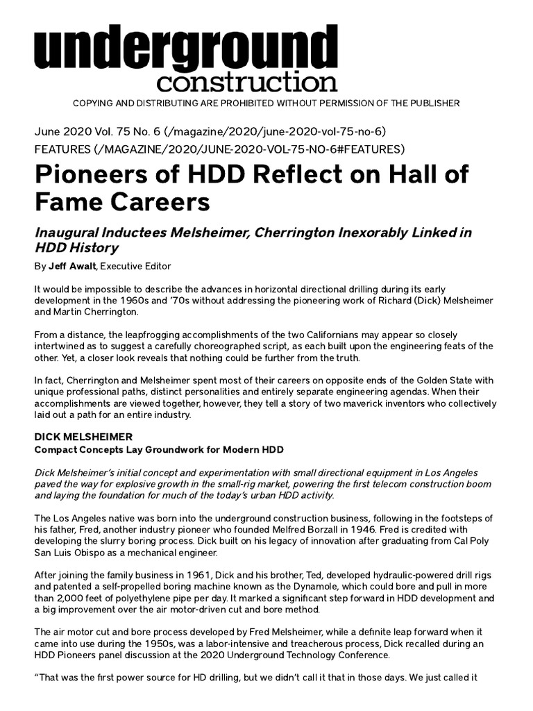 Pioneers of HDD Reflect On Hall of Fame Careers - Underground ...