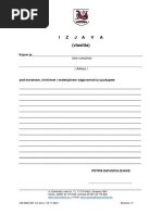 ИЗЈАВА ОБРАЗАЦ | PDF