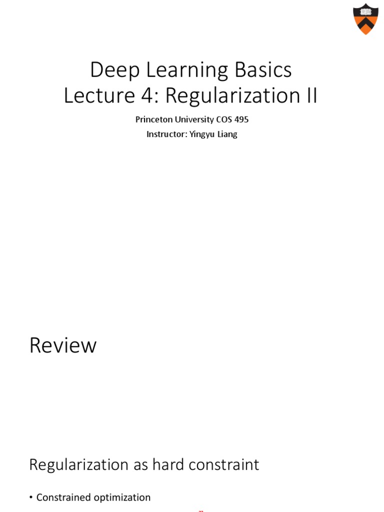 Deep Learning Basics Lecture 4 Regularization II | PDF | Deep Learning ...