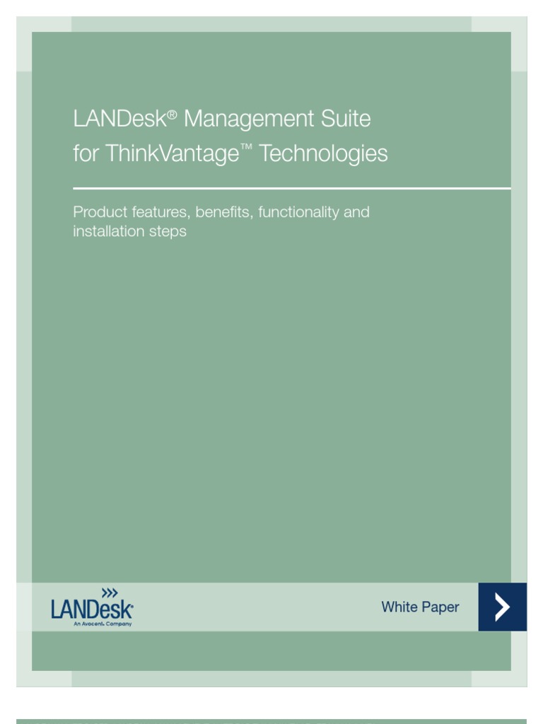 Landesk Management Suite For Thinkvantage Technologies: Product ...