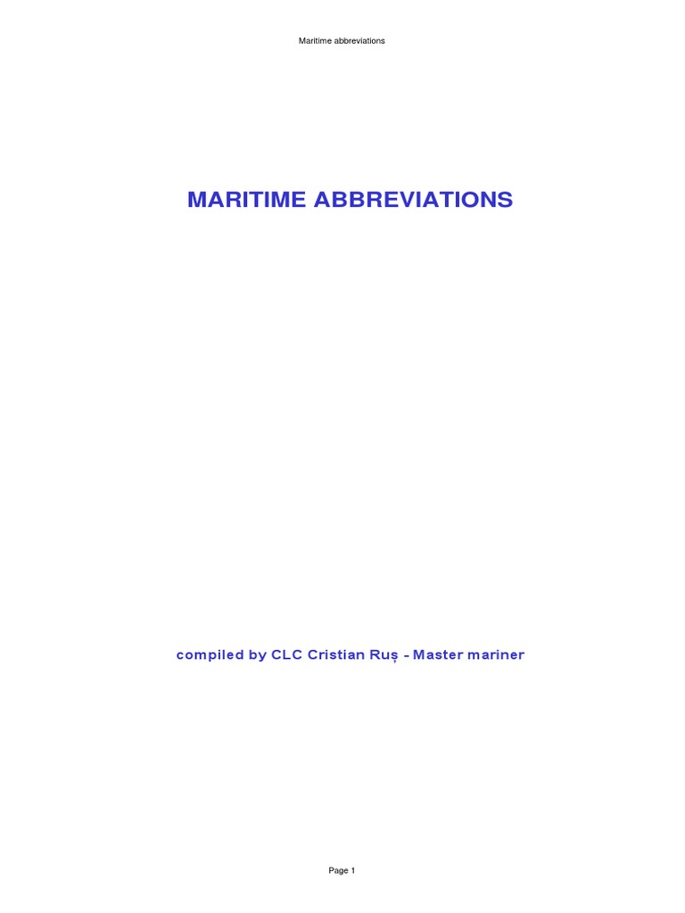 Abbreviations Used in Maritime Documents: A Comprehensive List | PDF ...