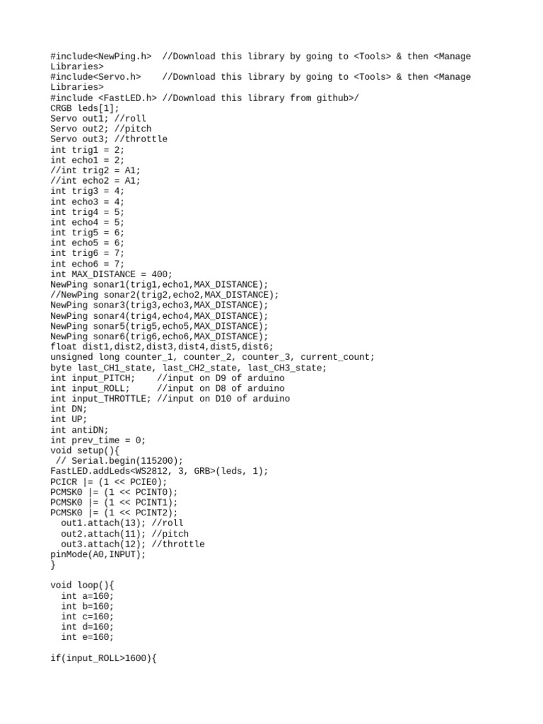 Arduino Drone Control Code | PDF | Computer Science | Software Development