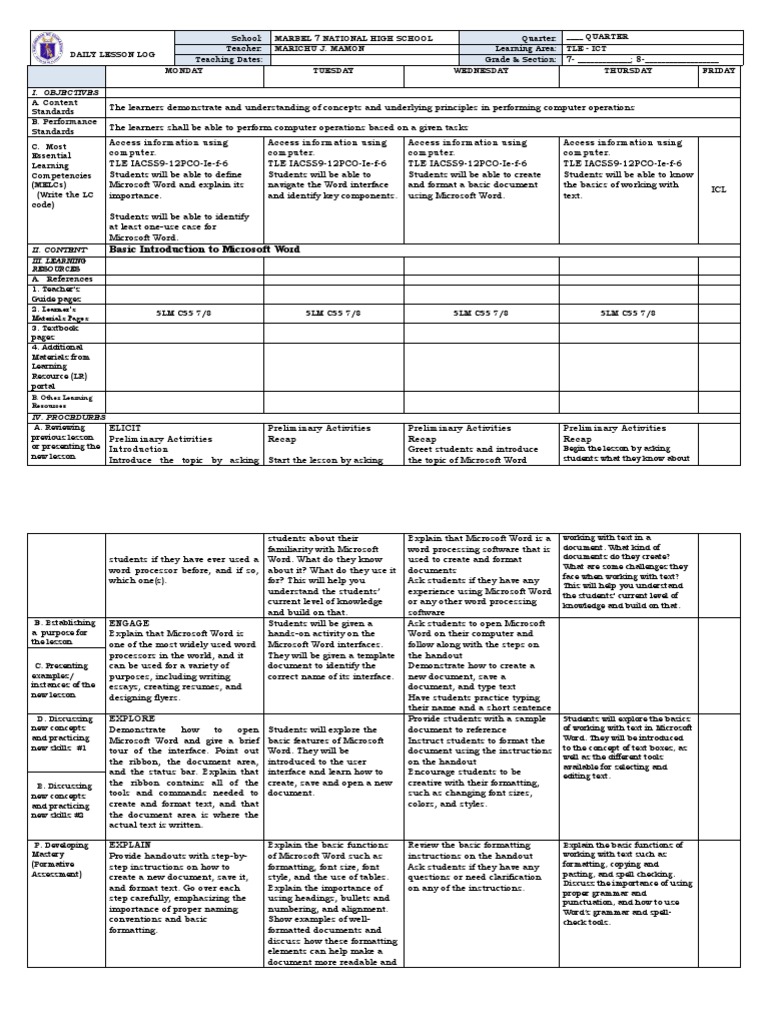 DLL-ICT Ms Word | PDF | Microsoft Word | Keyboard Shortcut