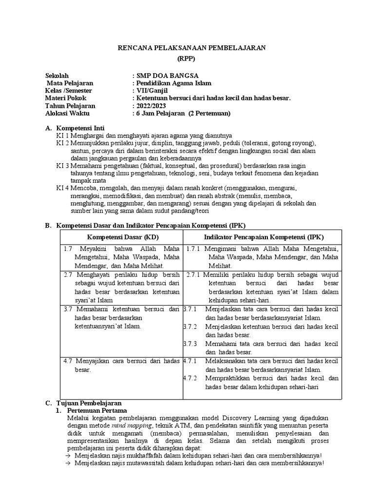 RPP Hadas | PDF | Karier & Perkembangan