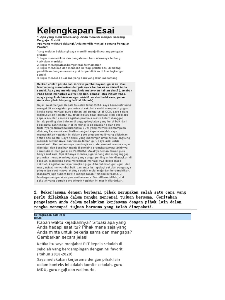 Kelengkapan Esai CPP - 2023 | PDF