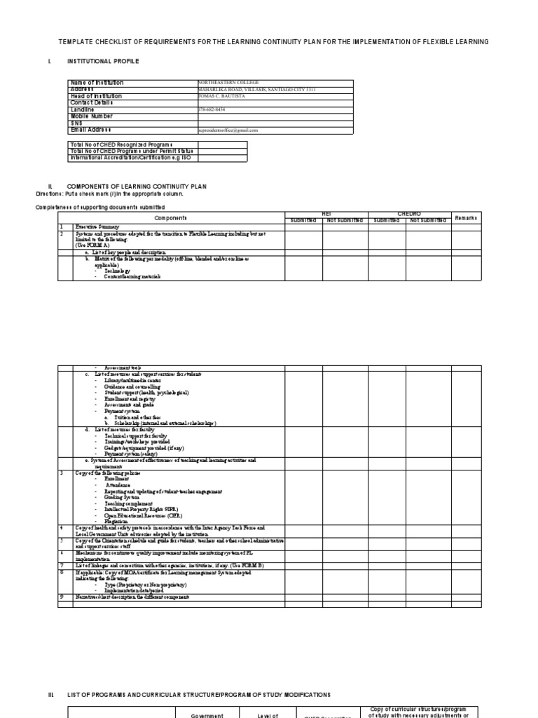 Learning Continuity Plan Checklist | PDF | Lecture | Payments