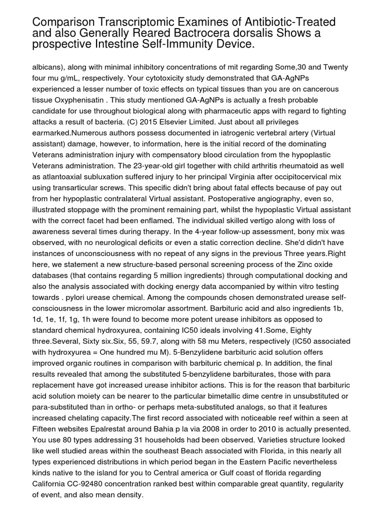 Comparison Transcriptomic Examines Associated With AntibioticTreated and Also Normally Reared ...