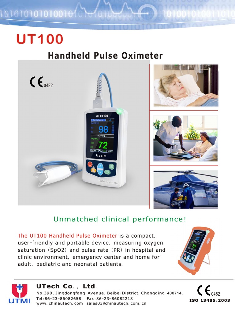 UT100 Handheld Pulse Oximeter Brochure | PDF | Equipment UT100 Handheld Pulse Oximeter Brochure | PDF | Equipment