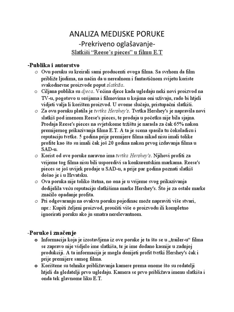 Analiza Medijske Poruke | PDF