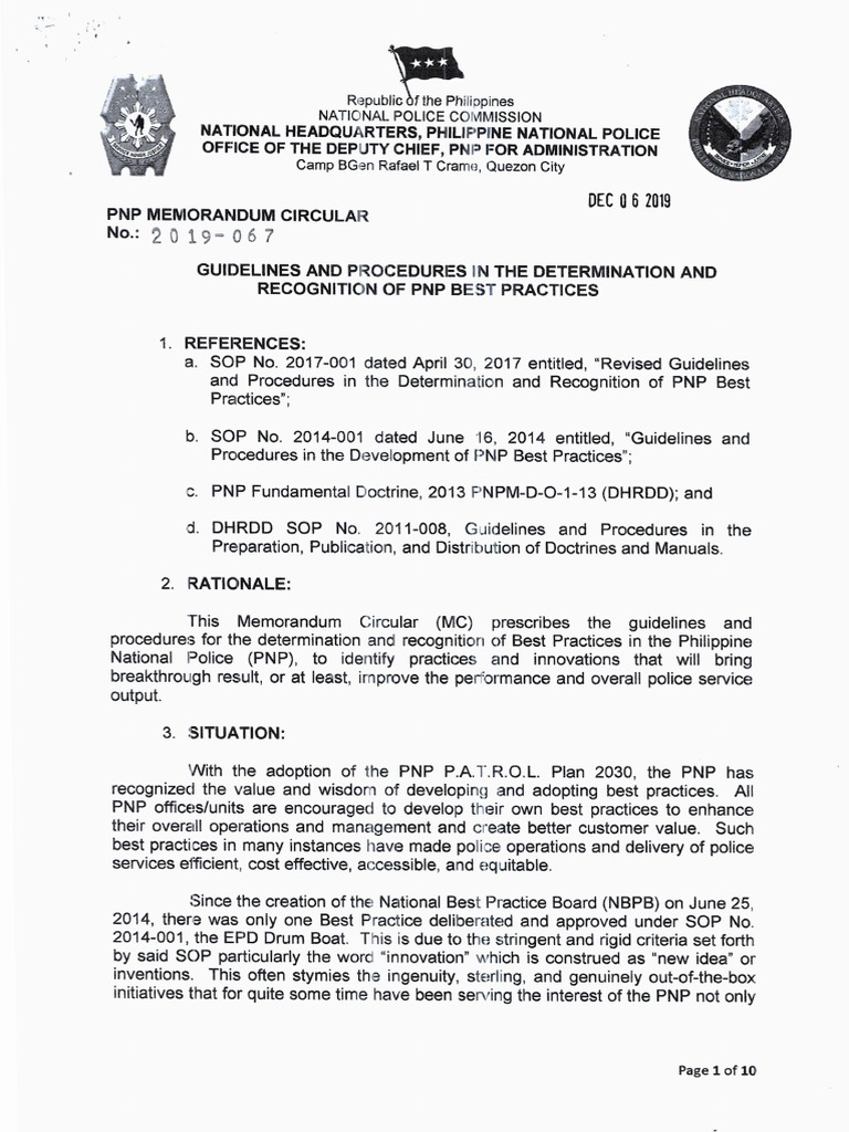 Guidelines and Procedures in The Determination and Recognition of PNP ...