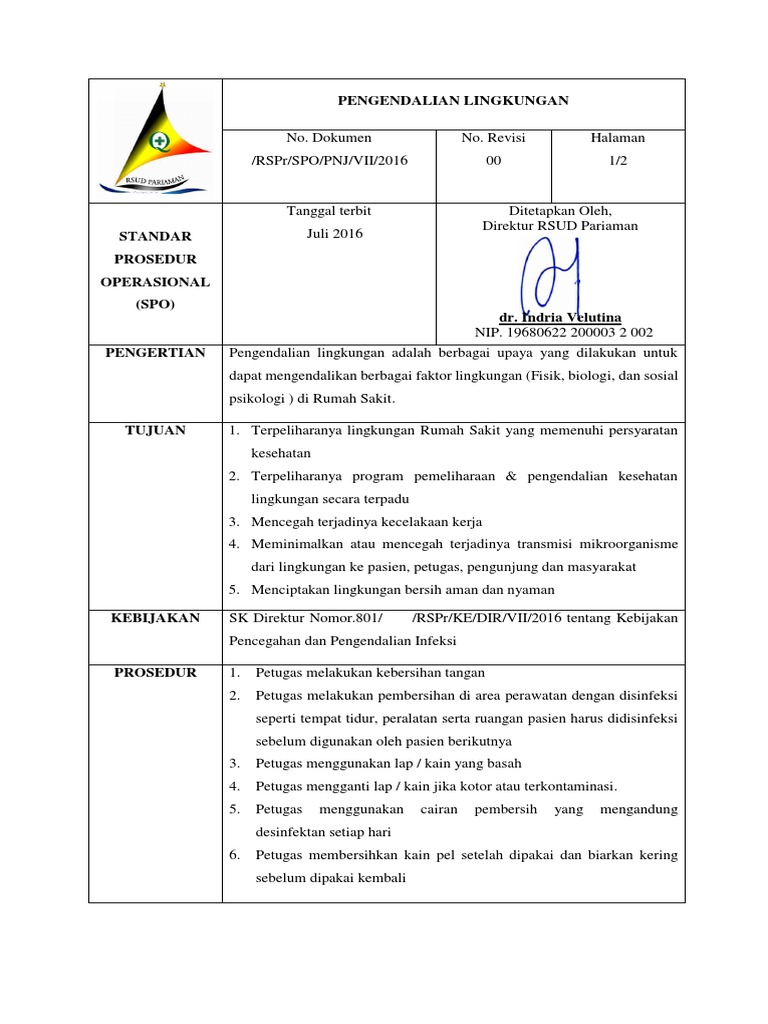 SOP Pengendalian Lingkungan PDF | PDF