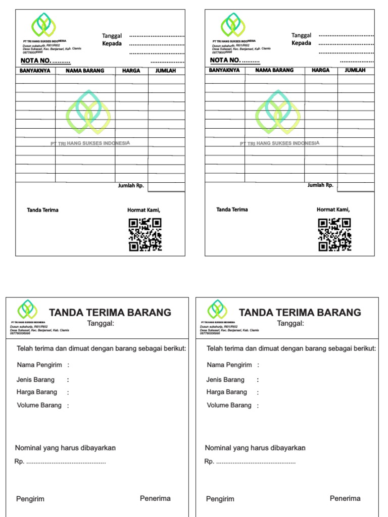 Nota Tanda Terima Barang Makanan | PDF