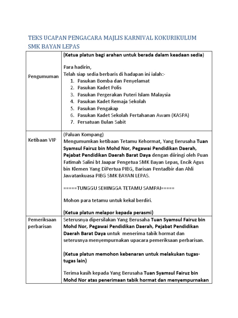 TEKS MC KARNIVAL KOKO SMKBL - Editted 2 | PDF