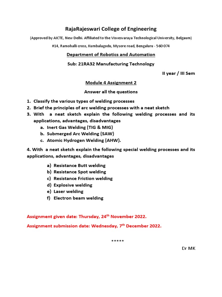 21RA32 Module 4 Manu Tech Assignment 4 | PDF