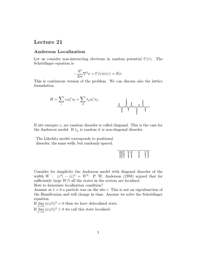 Anderson Localisation | PDF | Physical Sciences | Quantum Mechanics