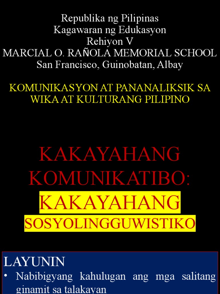 Republika NG Pilipinas Kagawaran NG Edukasyon Rehiyon V Marcial O ...