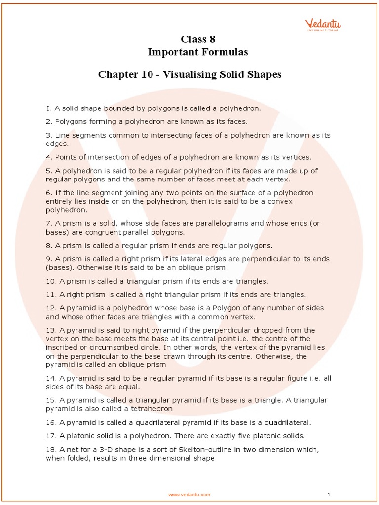 Class 8 Maths Formula Chapter 10 PDF | PDF