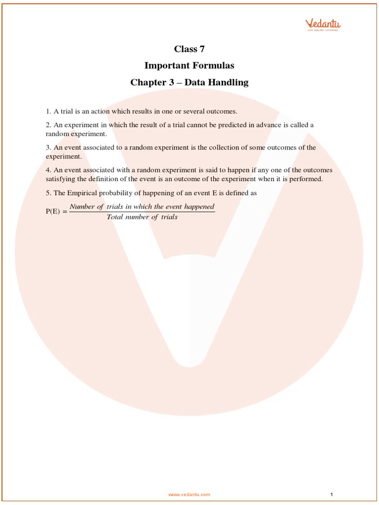 Class 7 Maths Formula Chapter 3 | PDF