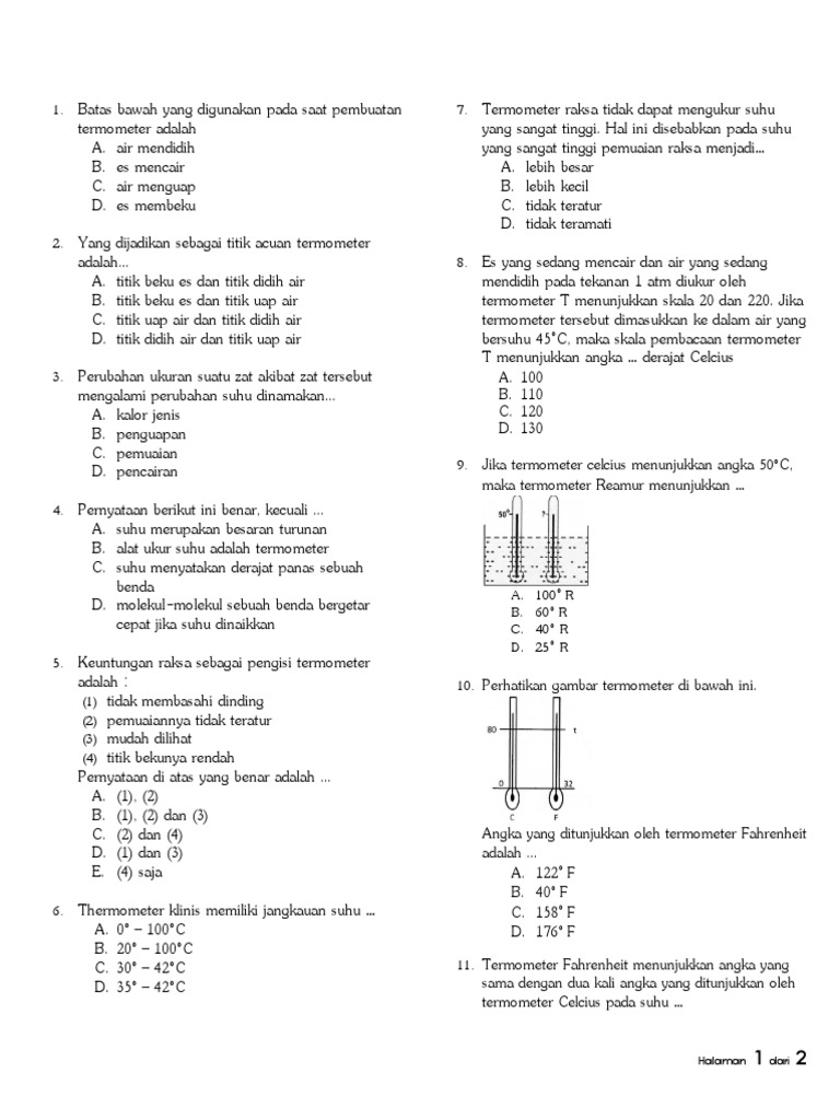 Soal Fisika Termometer dan Pemuaian | PDF