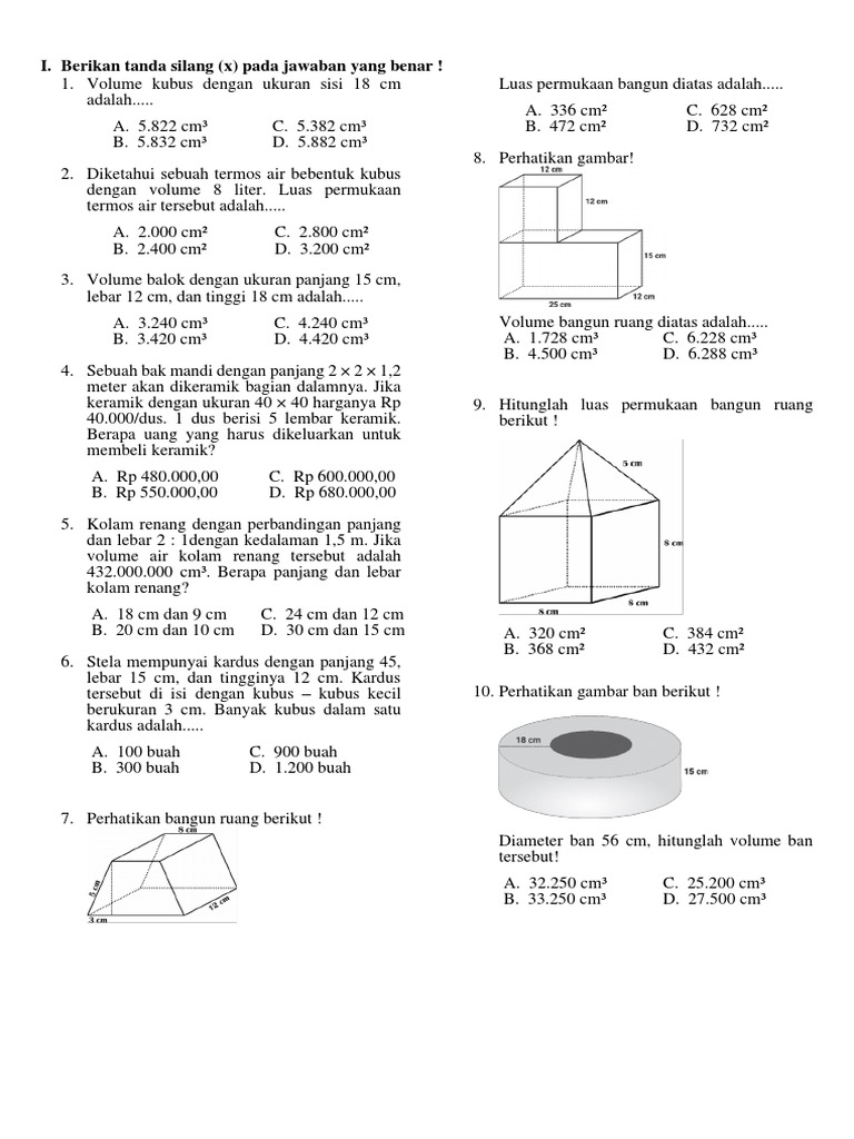 Soal PH MTK Kelas 6 SM 2 Bangun Ruang Campuran - Websiteedukasi PDF | PDF