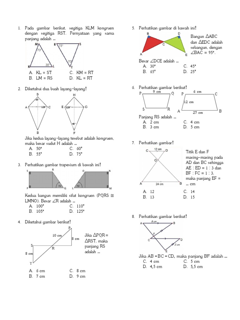 Soal Latihan Kesebangunan PDF | PDF
