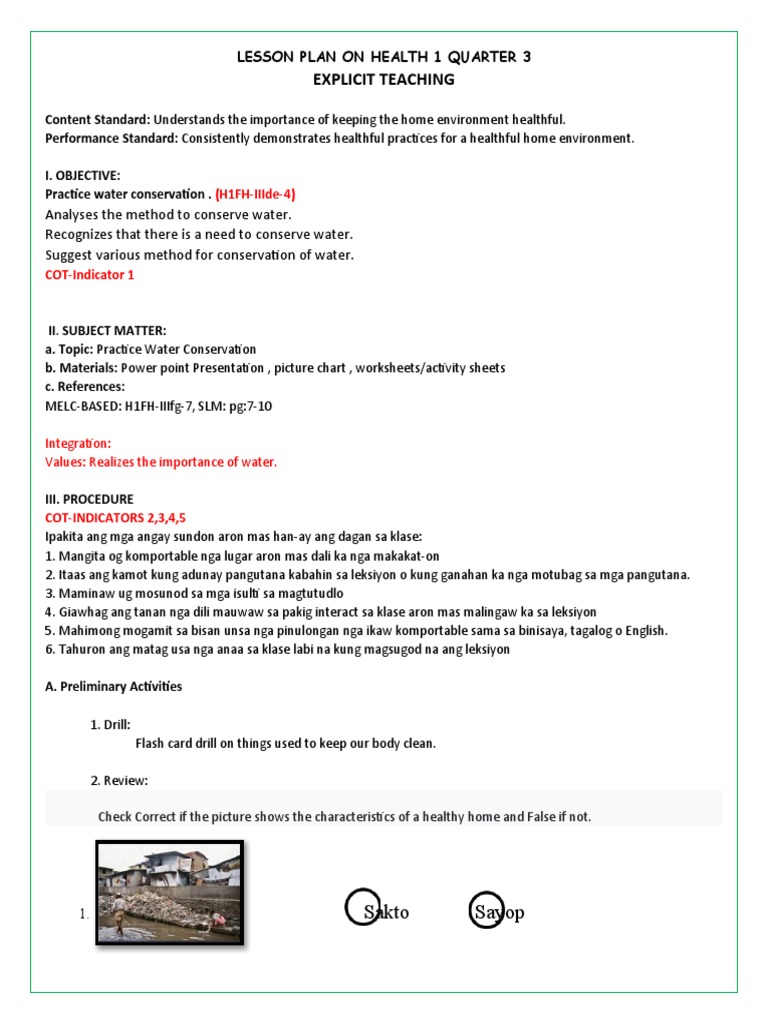 Water Conservation Lesson Plan | PDF | Cognition | Learning