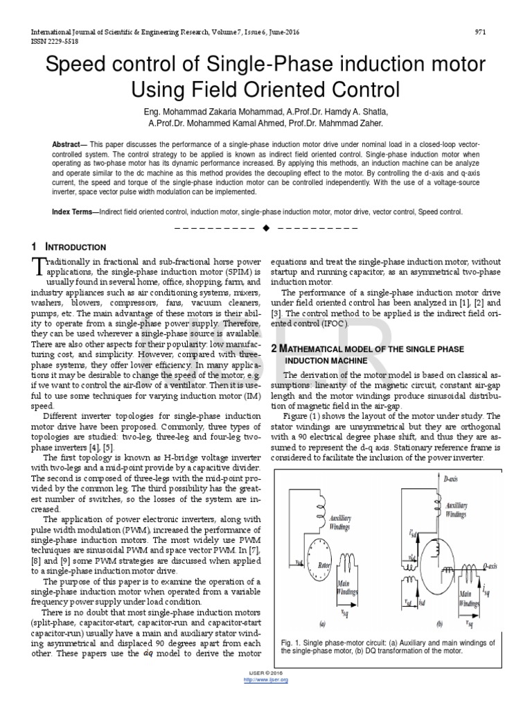 Speed Control Of Single Phase Induction Motor Using Field Oriented