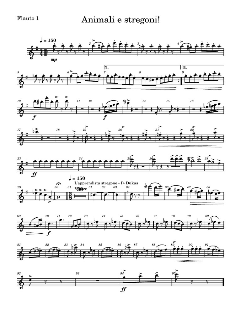Animali e Stregoni!-Flauto 1 PDF | PDF