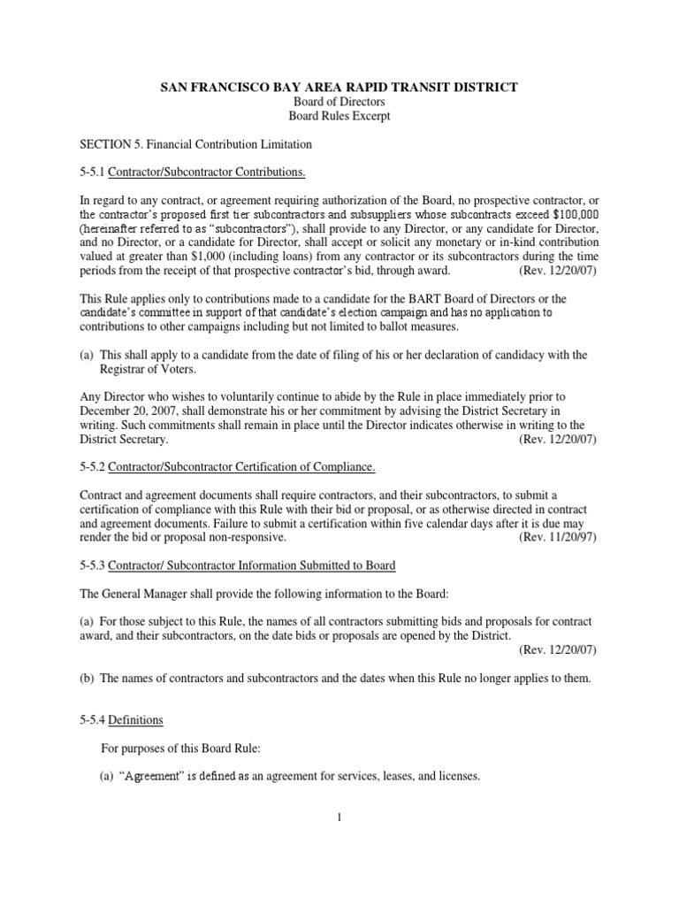 BART Regulations | PDF | Bay Area Rapid Transit | Board Of Directors