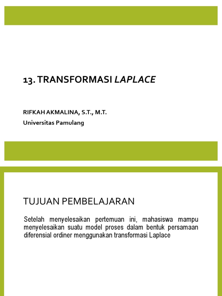 13-Transformasi Laplace | PDF | Metode & Bahan Ajar