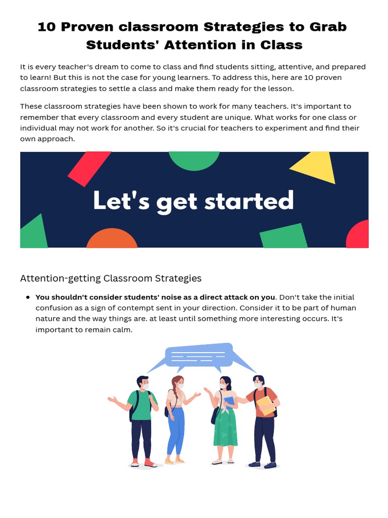 10 Proven Classroom Strategies To Grab Students' Attention in Class ...