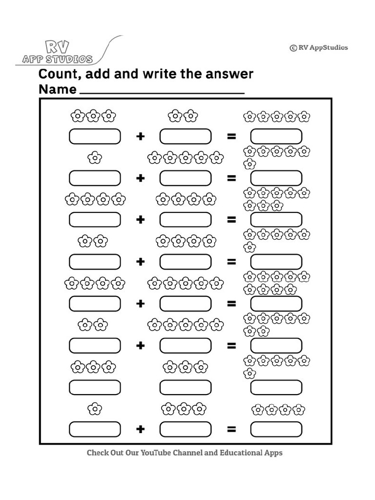 150 Free Printable Worksheets For Kids Count Add and Write Worksheet ...