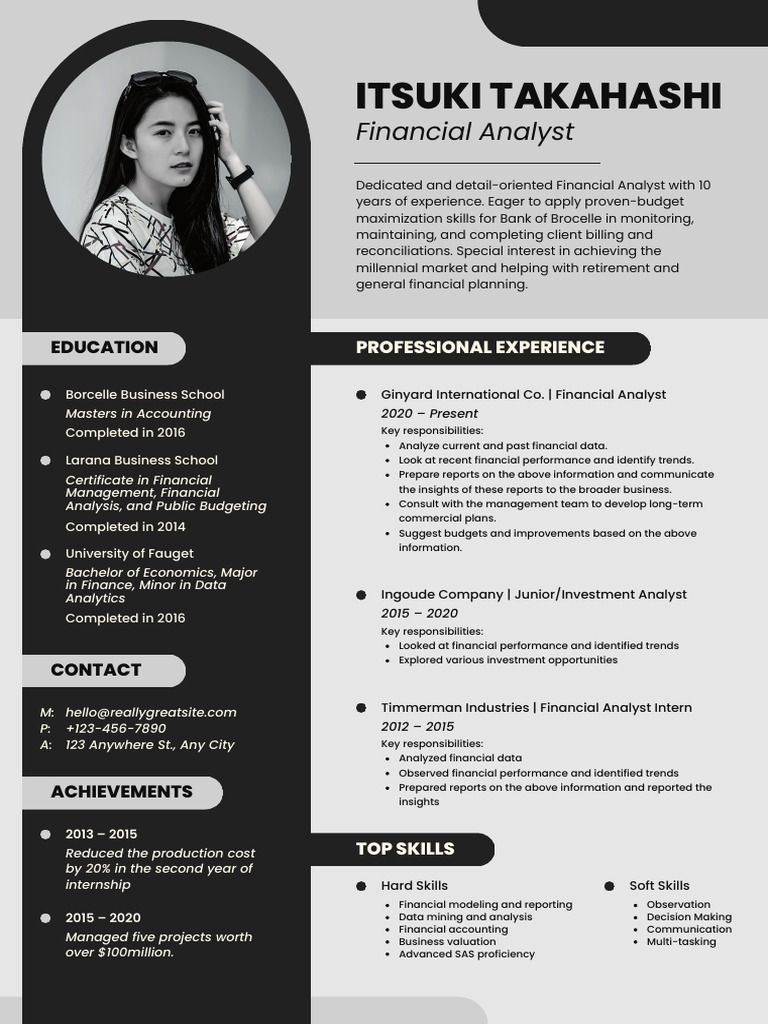 Resume 01 | PDF | Financial Analyst | Money