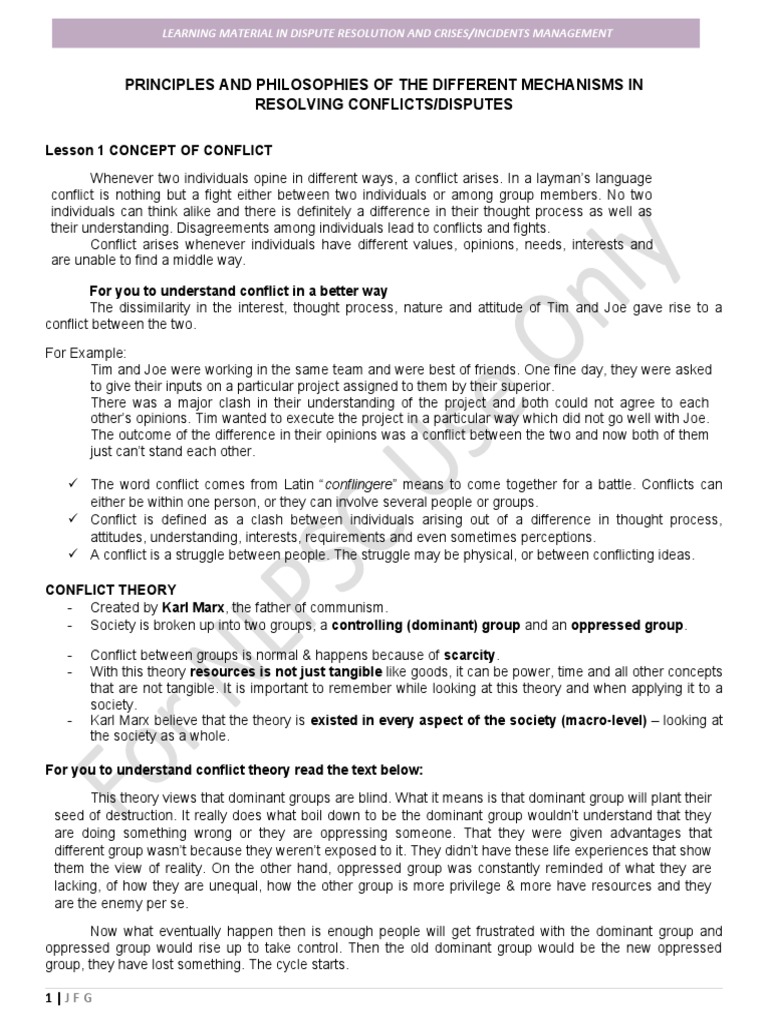Conflict Resolution Principles Explained | PDF | Alternative Dispute ...