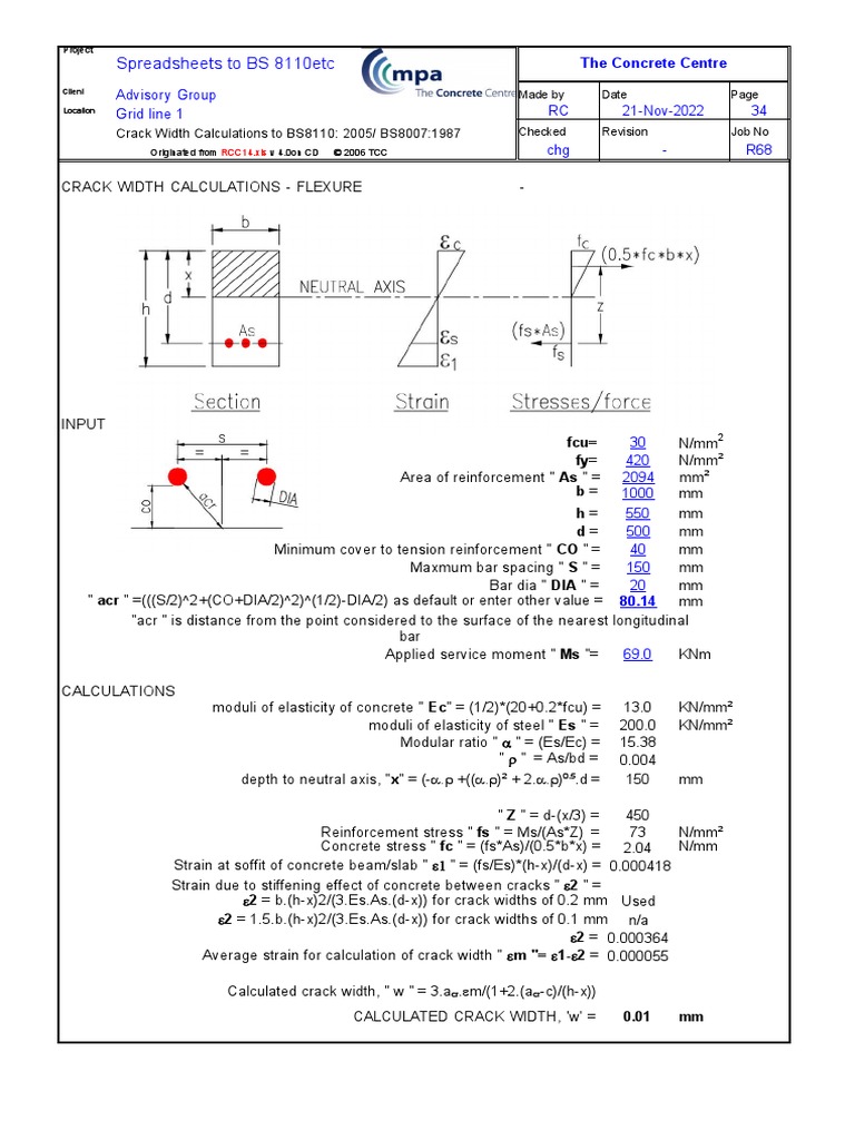 Crack Width Calculation BS 8100 BS 8007 | PDF | Young's Modulus | Deformation (Mechanics)