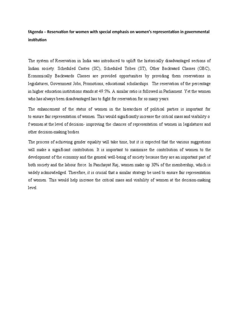 Women's Reservation in Governance | PDF | Indian National Congress ...