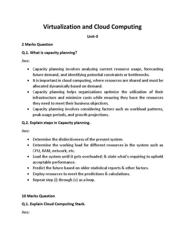 Virtualization And Cloud Computing U3 Pdf Cloud Computing Service Level Agreement