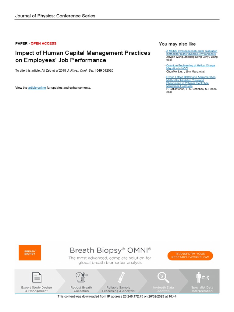 Impact of Human Capital Management Practices PDF | PDF | Performance Appraisal | Employment