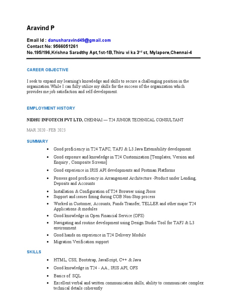 AravindP CV | PDF | Software | Computing