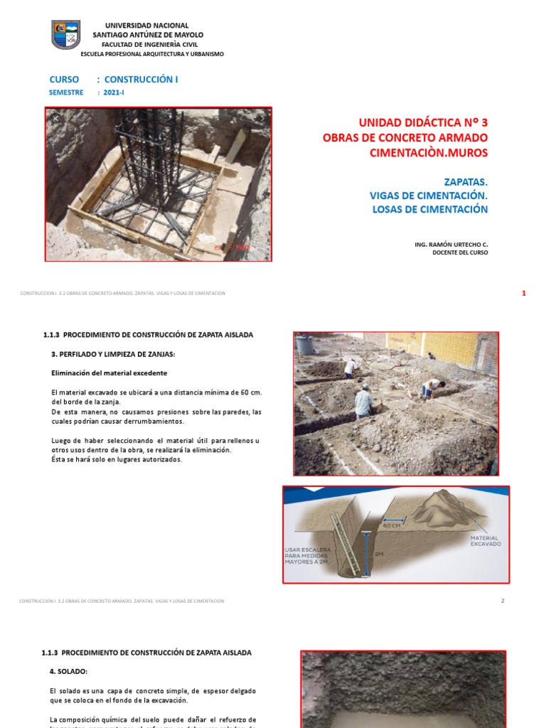 Solado en Construcción de Zapatas | PDF | Fundación (Ingeniería) | Hormigón