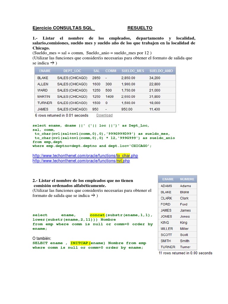 Ejercicio Consultas Sql Resuelto Pdf Métodos Y Materiales De Enseñanza Computadoras 
