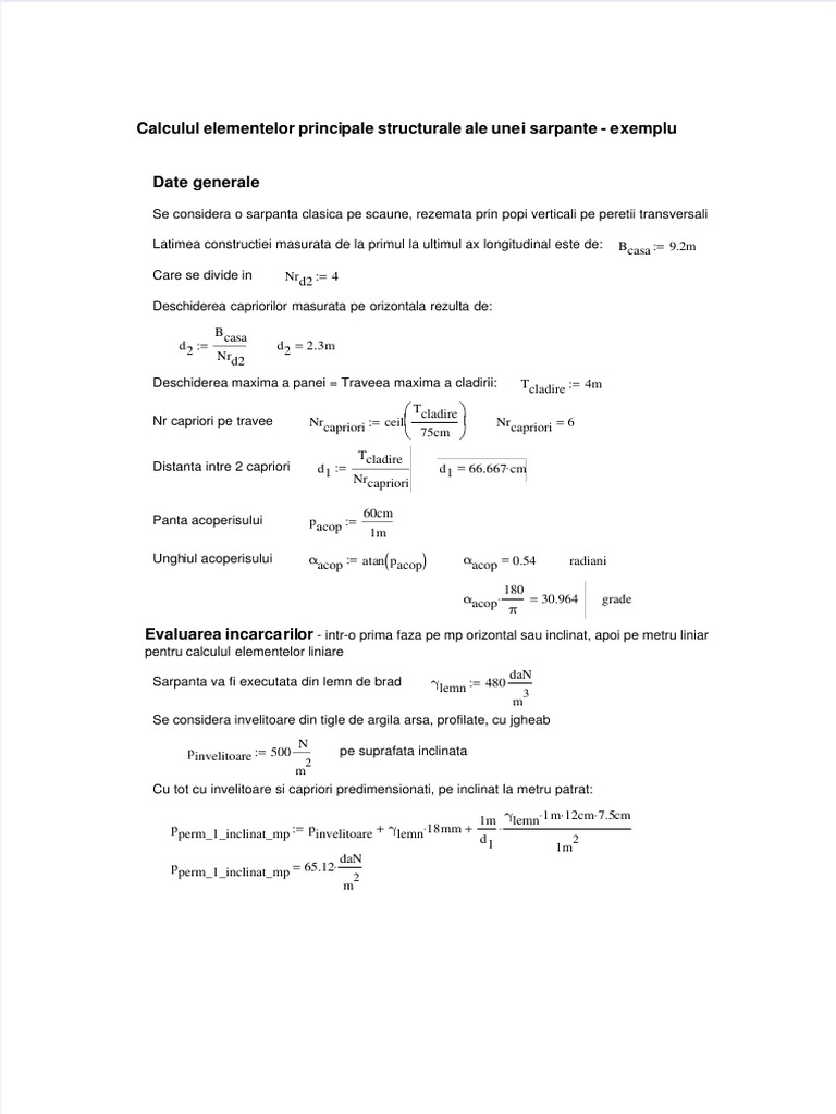 Dokumen - Tips - Mathcad Exemplu Calcul Sarpanta Lemn 02 | PDF