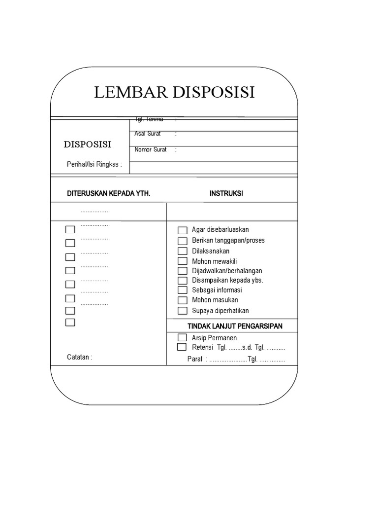 Contoh Lembar Disposisi Resmi | PDF