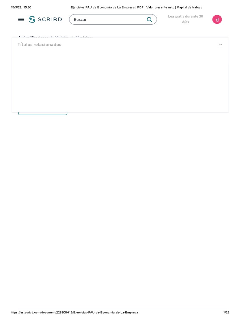 Ejercicios PAU de Economía de La Empresa _ PDF _ Valor Presente Neto _ Capital de Trabajo | PDF ...