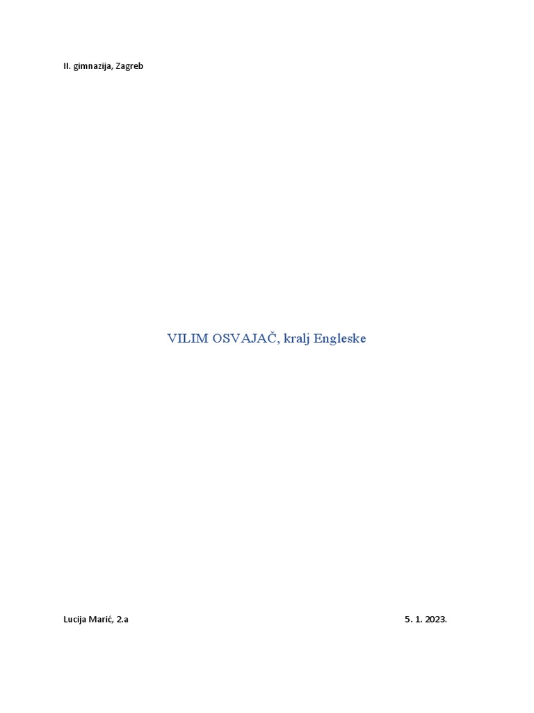 Vilim Osvajač Lucija Marić 2.a | PDF