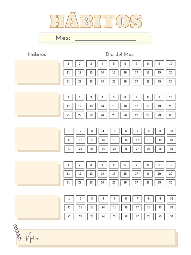Planificador - Planner - Habit Tracker - Control de Hábitos Blanco y Colores | PDF