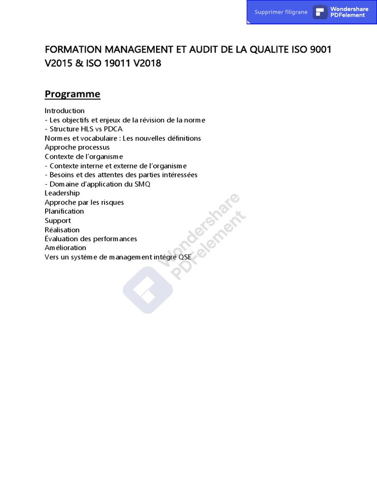 Formation ISO 9001 V 2015 PDF | PDF