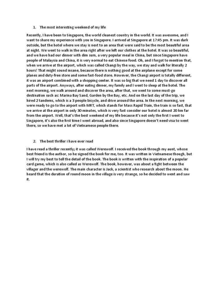 The Most Interesting Weekend of My Life | PDF | General Fiction