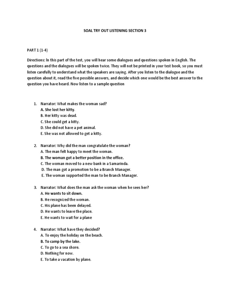 ANS - SOAL - Listening Section - 3 | PDF