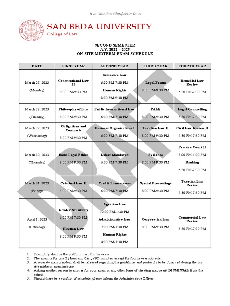 SBU Law Midterm Exam Schedule 2023 | PDF | Social Institutions | Justice